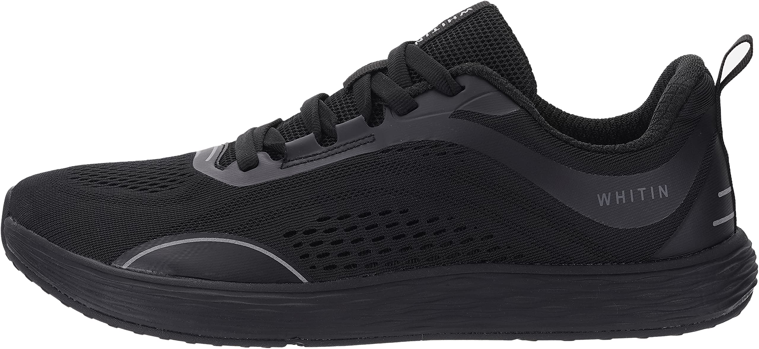 WHITIN Mens Zero Drop Wide Toe Box Road Running Shoes Width Tennis Athletics Size 8 Lightweight Sports Logging Walking Hiking Workout Training Male Black 41