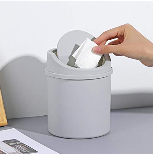 AKOAK 1 Pack Creative Small Desktop Trash Can Mini Clamshell Small Waste Paper Basket Household Plastic Storage Bucket Simple Compact Trash Can(Gray)
