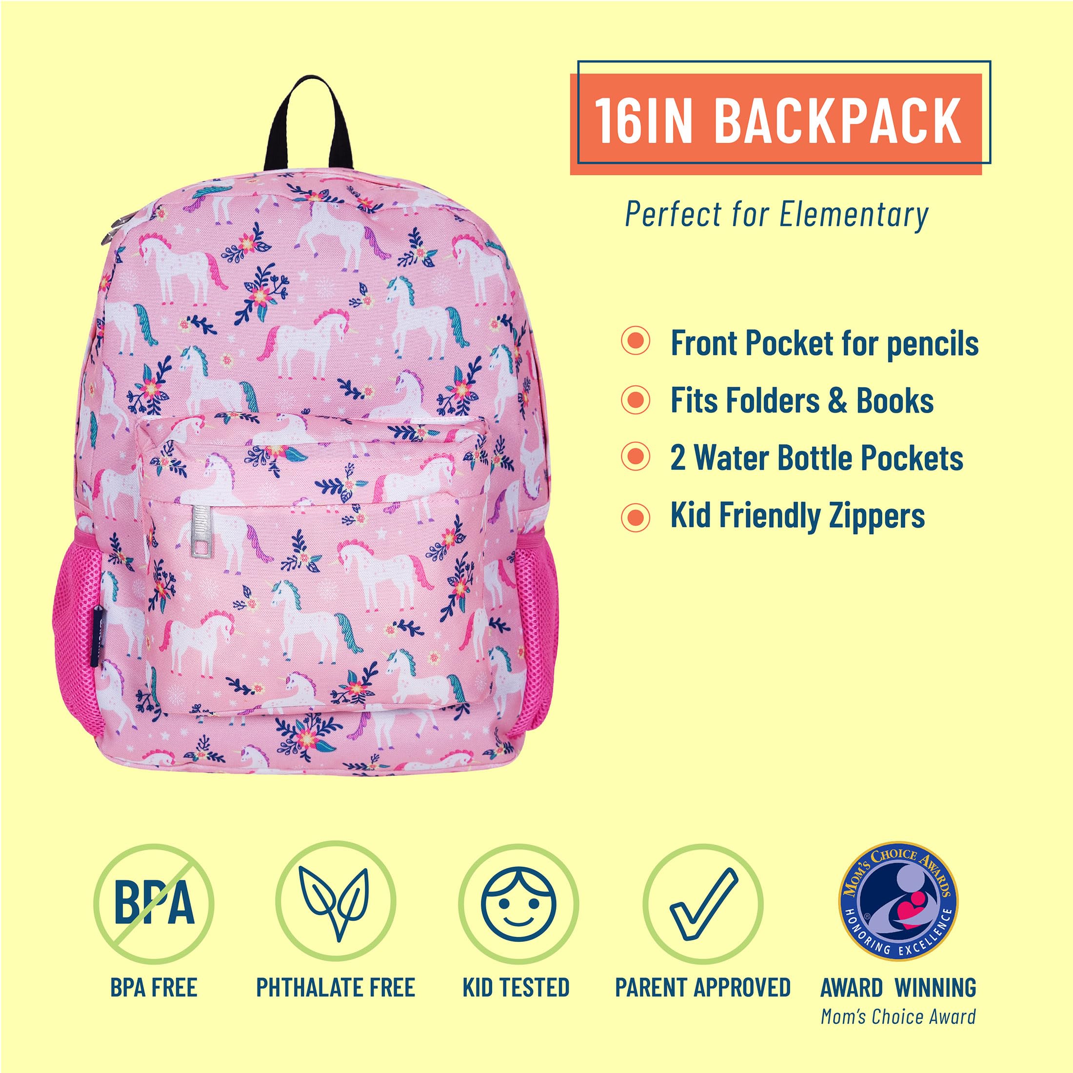 Wildkin 16-inch Kids Backpack β Durable, Padded & Spacious School Bag for Boys & Girls - Magical Unicorns