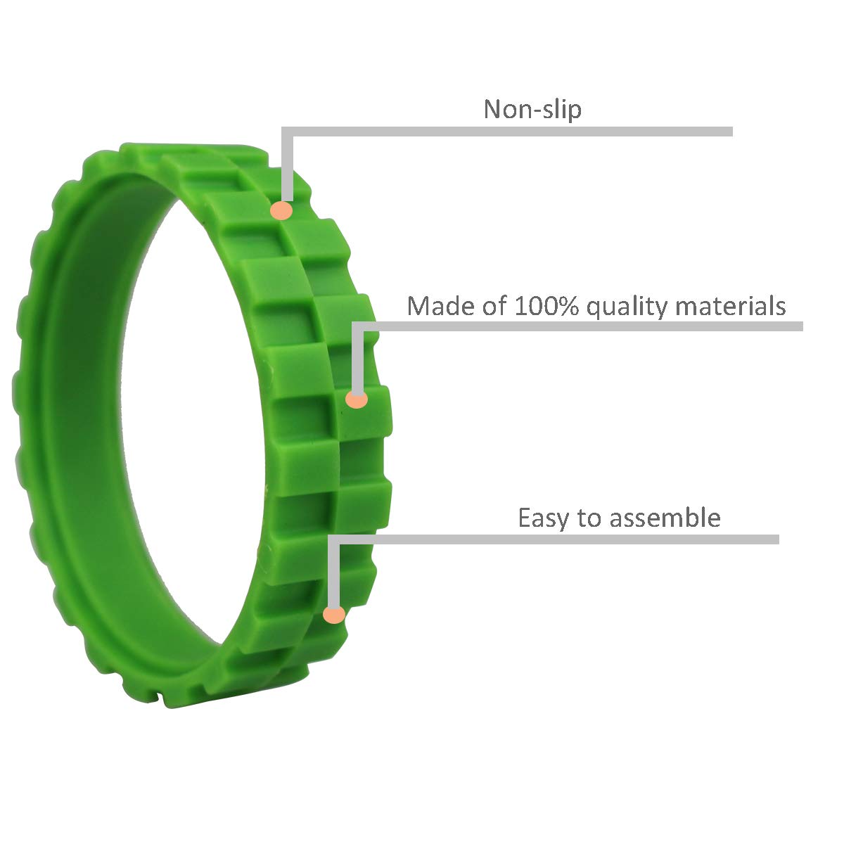Ashineme Tires Compatible with Irobot Roomba Wheels Series, Anti-Slip, Great Adhesion and Easy Assembly,Replacement for All Roomba Models,Green,1pair