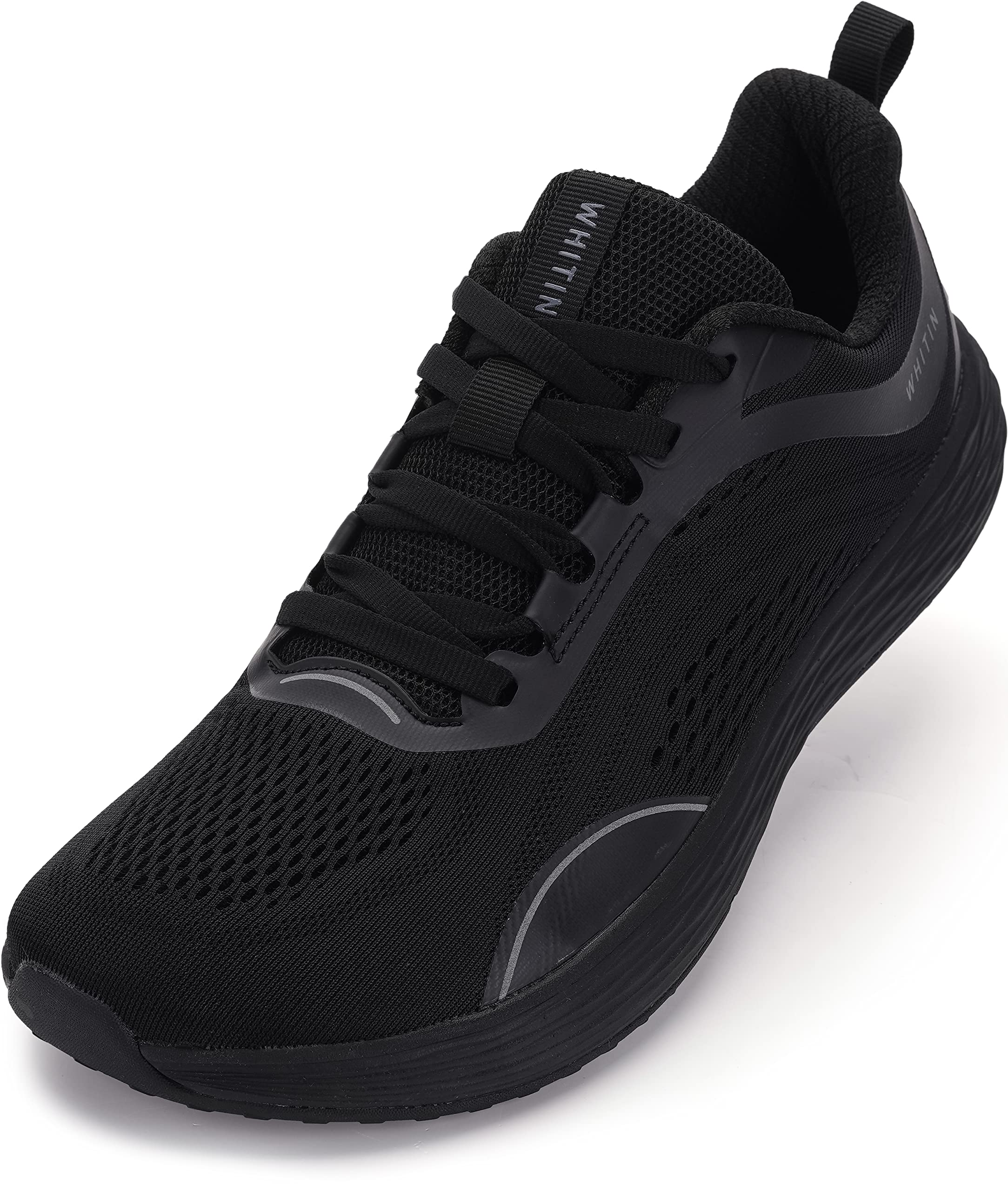WHITIN Mens Zero Drop Wide Toe Box Road Running Shoes Width Tennis Athletics Size 8 Lightweight Sports Logging Walking Hiking Workout Training Male Black 41