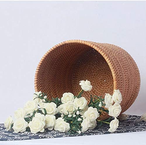 KODENG Handmade Rattan VASE Trash Can, Cylinder Storage, Desktop Trash Can, Rattan Trash Can Storage Basket (20CM)