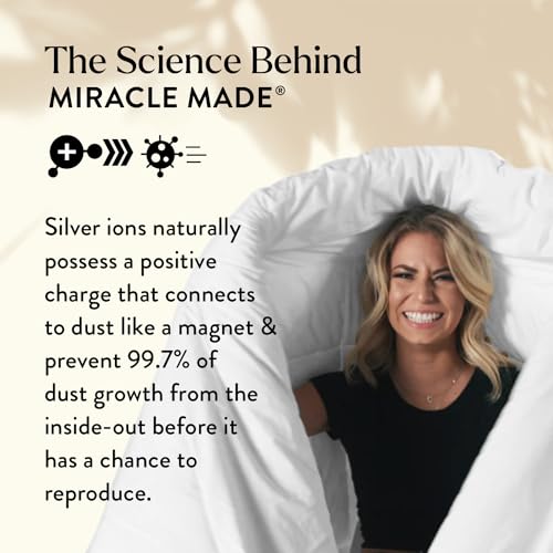 Miracle Made Temperature Regulating Breathable Duvet Insert Queen Comforter - White, Full/Queen 3-Temperature-Zone Pet Hair Resistant Silver Infused Hypoallergenic Bed Cover - Compatible w Duvet Cover