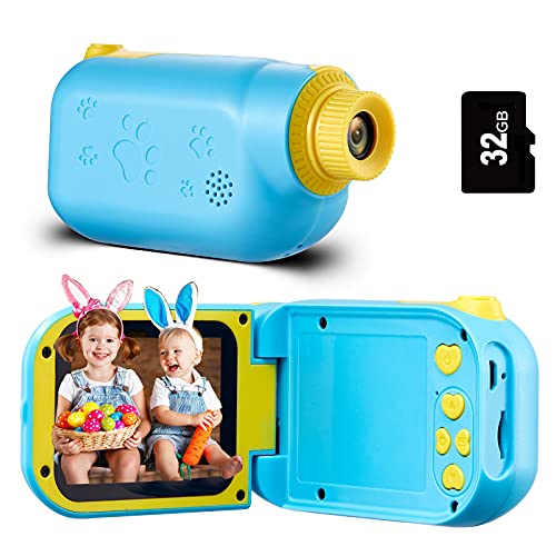Engpure Kids Camera, Kids Video Camcorder 1080P 2.4 inch IPS Screen Camera Toys for 3-10 Years HD Children Videos Recorder for Boys Girls Toys, with 32GB Micro SD Card (Blue)