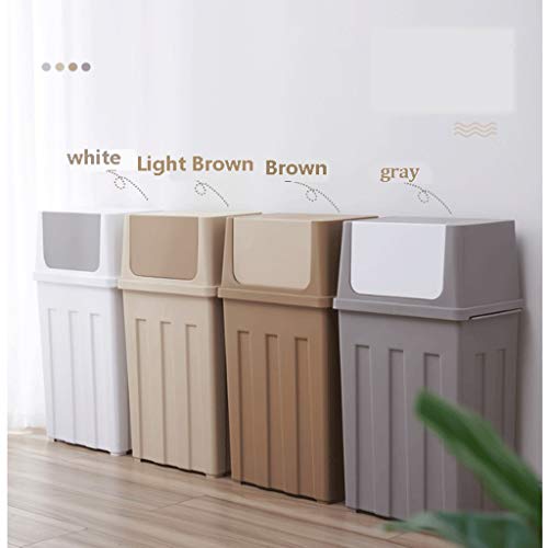 Rubbish Bin Covered Side Opening Trash Can for Home, Kitchen, and Bathroom Garbage, 11 Gallon,Pulley Trash can dustbin (Color : Light Brown, Size : No Wheel)