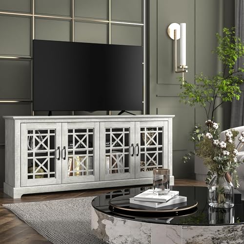 Galano Isadora 75 Inch TV Stand β Smartly Designed Entertainment Center with Spacious Storage - Perfect for Living Rooms - Wide Media Console in Dusty Grey Oak