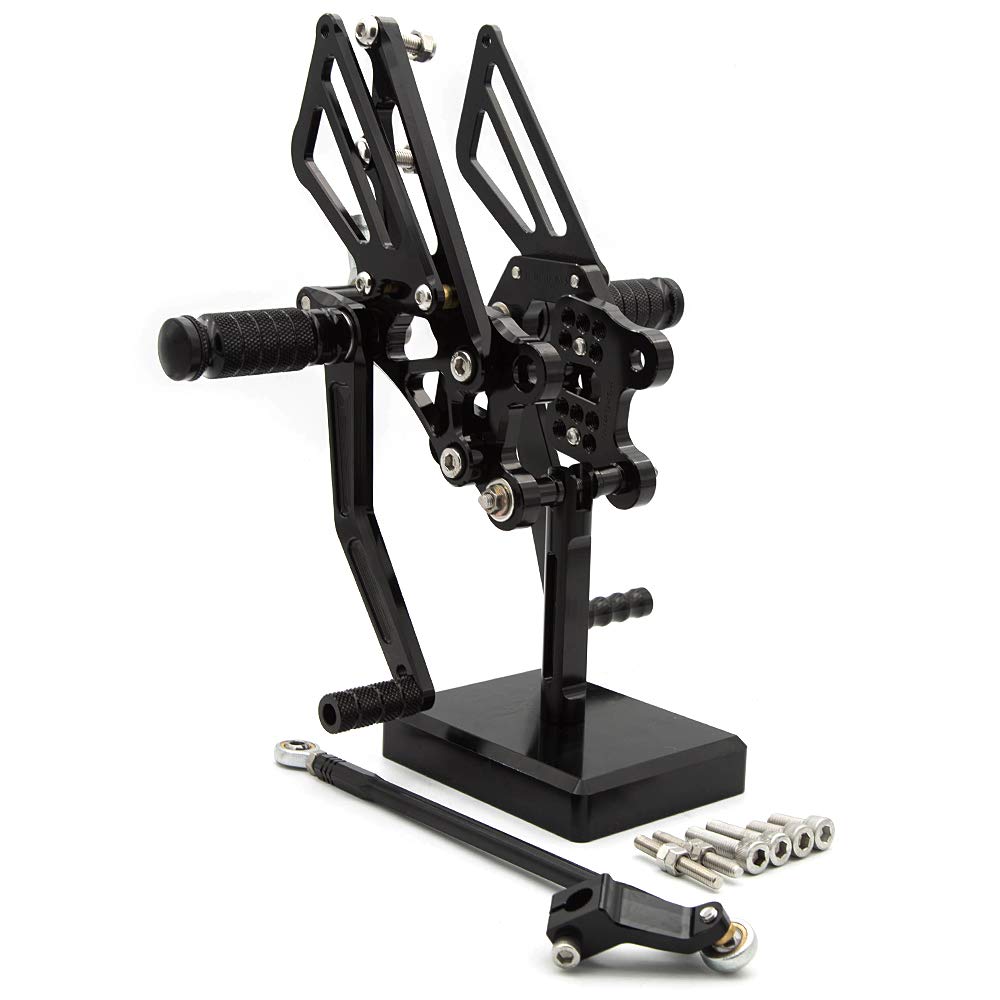 CNC Motorcycle Adjustable Rearsets Foot Pegs Rear Set Footpeg Brake Shift Pedal Compatible with Ninja ZX12R ZX-12R 2000 2001 Black
