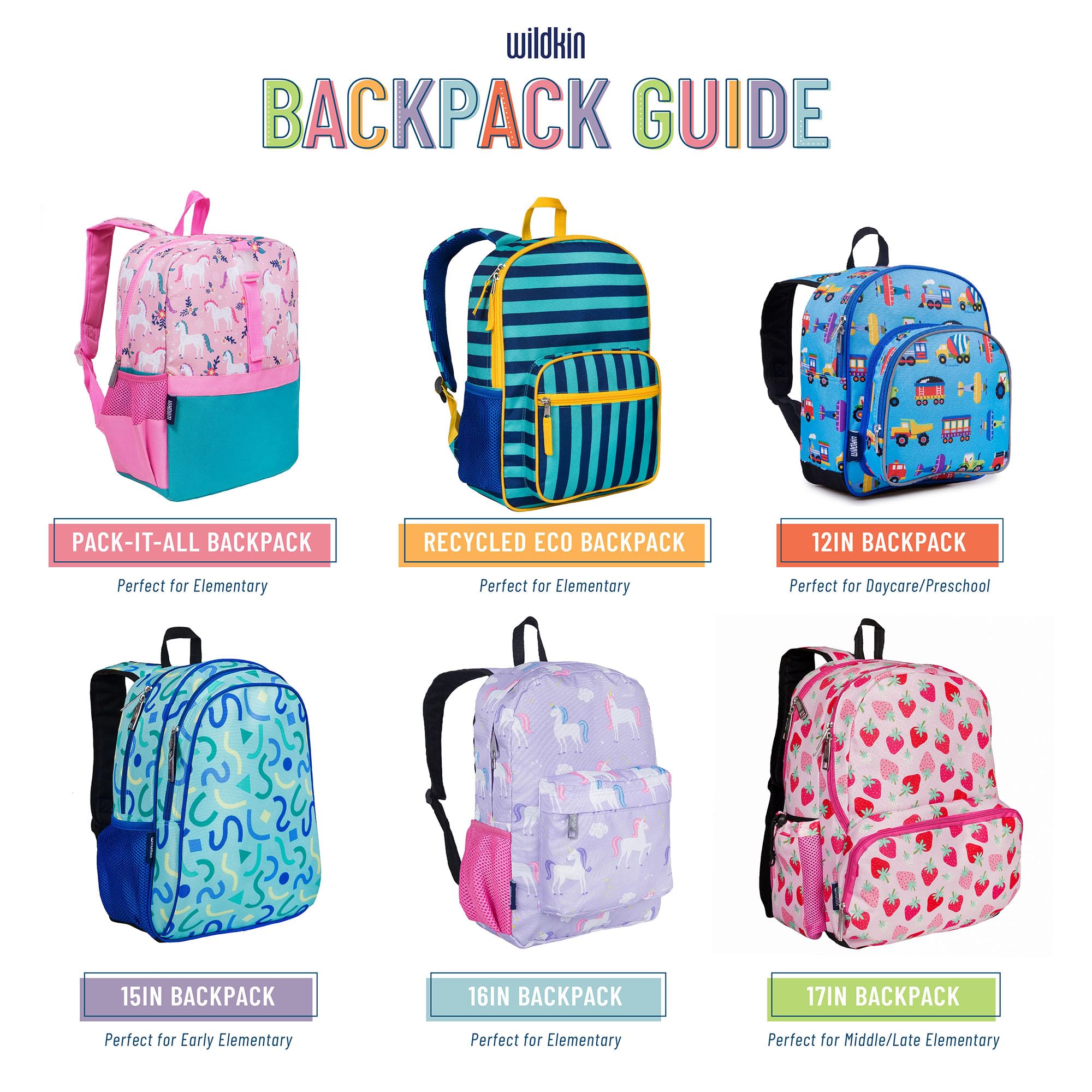 Wildkin 16-inch Kids Backpack β Durable, Padded & Spacious School Bag for Boys & Girls - Magical Unicorns