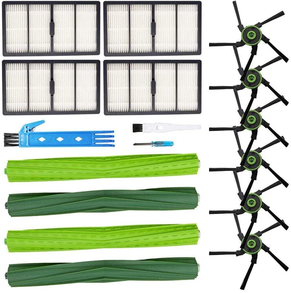 Theresa Hay Replacement Parts Fit for iRobot Roomba s9 (9150) s9+ s9 Plus (9550) s Series Wi-Fi Connected Robot Vacuum Kits (2 Rubber Brushes, 4 Filters, 6 Side Brushes)