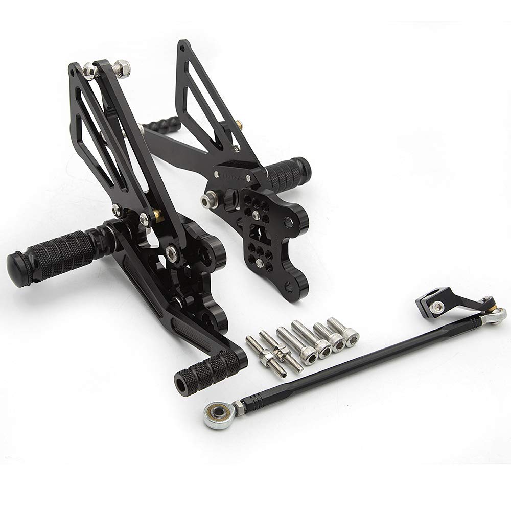 CNC Motorcycle Adjustable Rearsets Foot Pegs Rear Set Footpeg Brake Shift Pedal Compatible with Ninja ZX12R ZX-12R 2000 2001 Black