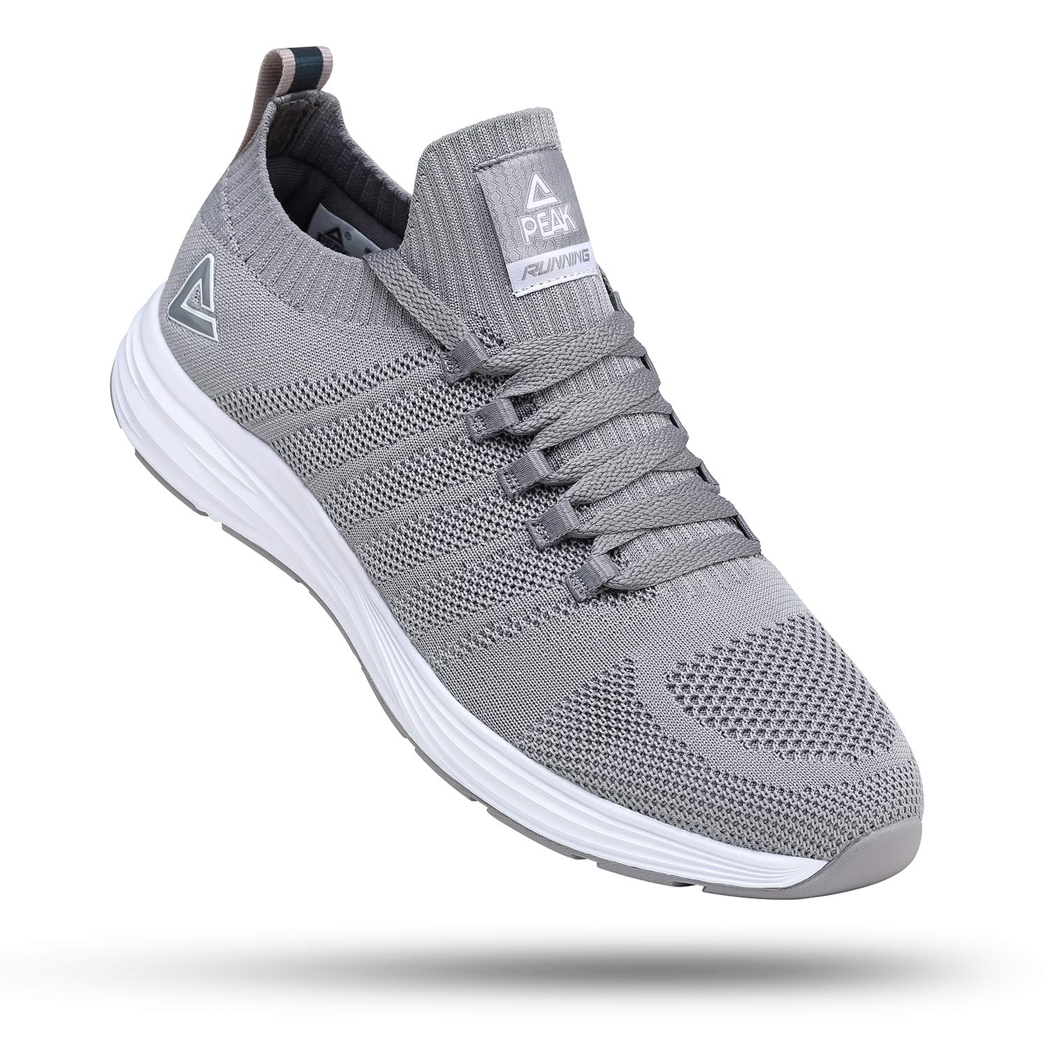 PEAK Mens Lightweight Walking Shoes Comfortable Slip On Sports Sneakers for Tennis, Gym, Running, Casual Workout Grey