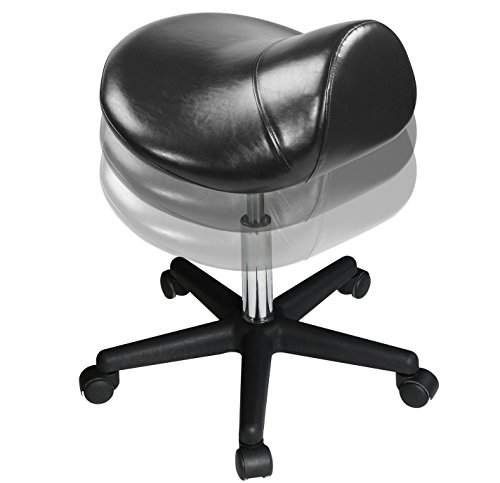 Master Massage Ergonomic Swivel Saddle Rolling Hydraulic Stool in Black for Clinic,spas,Salons,Home,Office (91557V)