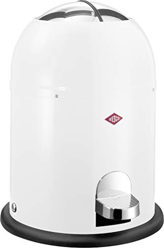Wesco Single Master - German Designed - Small Step Trash Can, Powder Coated Ssteel, 2.4 Gallon / 9 L, White
