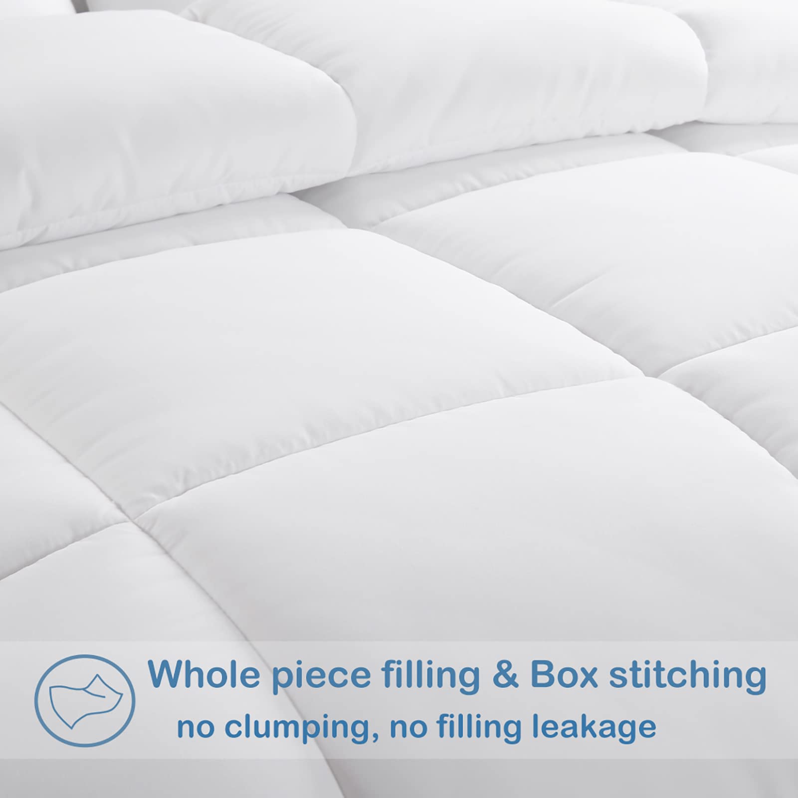 EASELAND All Season Queen Size Soft Quilted Down Alternative Comforter Reversible Duvet Insert with Corner Tabs,Winter Summer Warm Fluffy,White,88x88 inches
