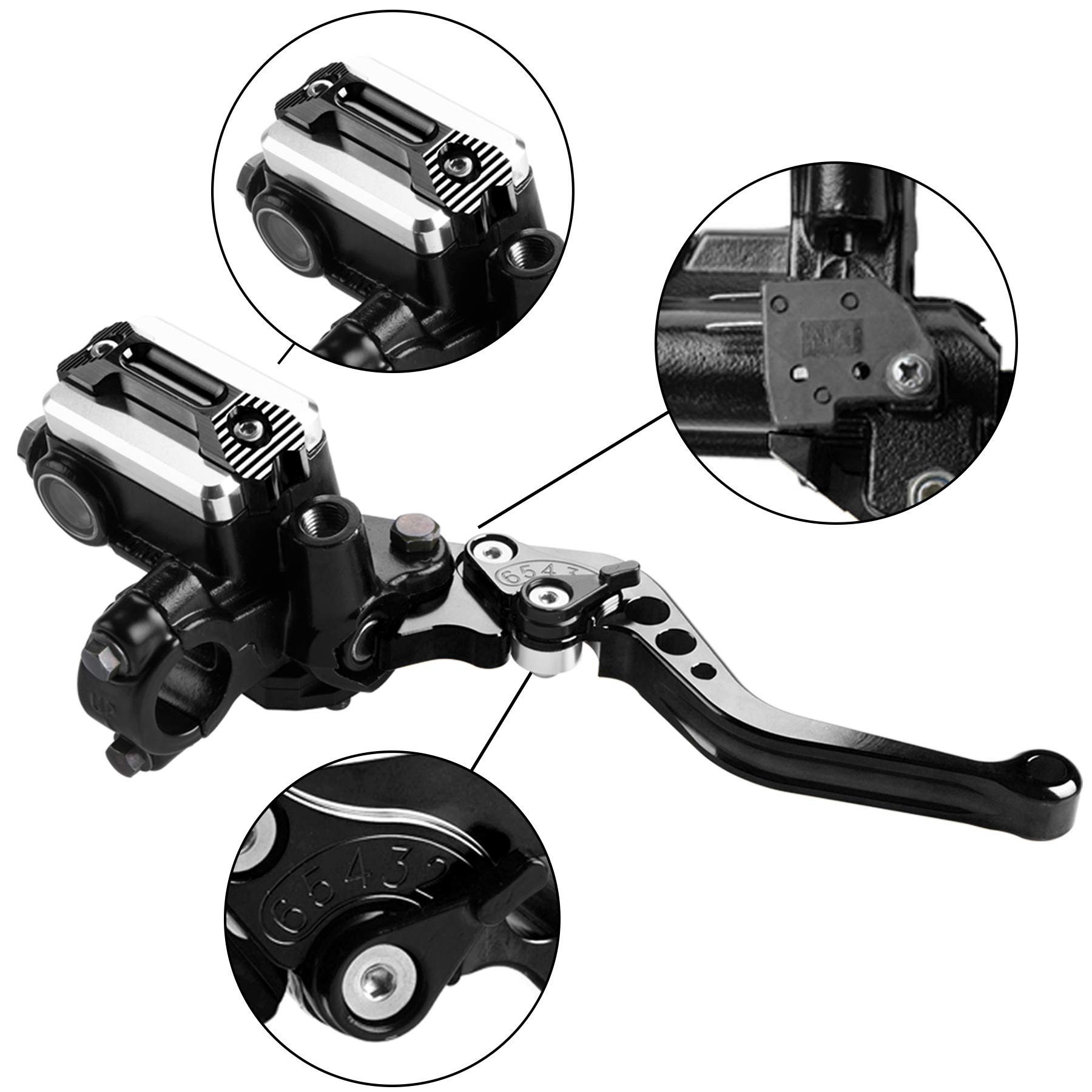 MRELC Universal Motorcycle 7/8" 22mm Handlebar Brake Master Cylinder Clutch Lever CNC Left & Right Set Compatible with Harley Honda Kawasaki Suzuki Yamaha( Piston Diameter 12.7mm(Black)