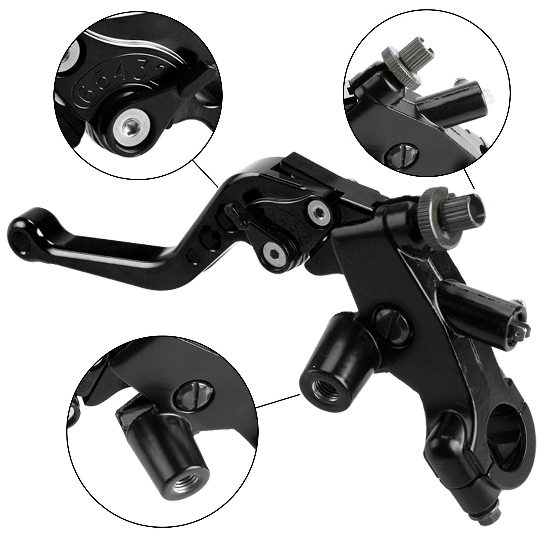 MRELC Universal Motorcycle 7/8" 22mm Handlebar Brake Master Cylinder Clutch Lever CNC Left & Right Set Compatible with Harley Honda Kawasaki Suzuki Yamaha( Piston Diameter 12.7mm(Black)