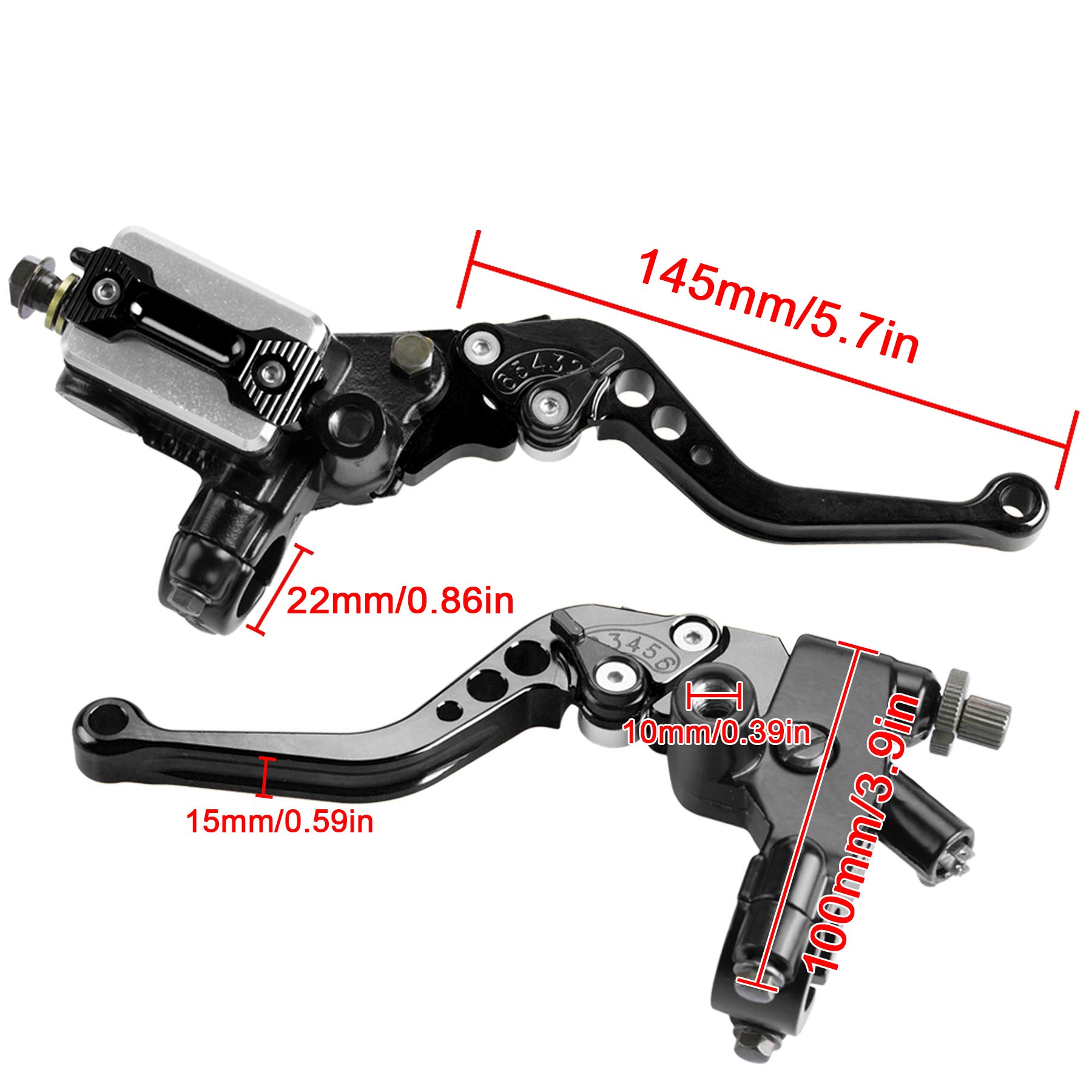 MRELC Universal Motorcycle 7/8" 22mm Handlebar Brake Master Cylinder Clutch Lever CNC Left & Right Set Compatible with Harley Honda Kawasaki Suzuki Yamaha( Piston Diameter 12.7mm(Black)