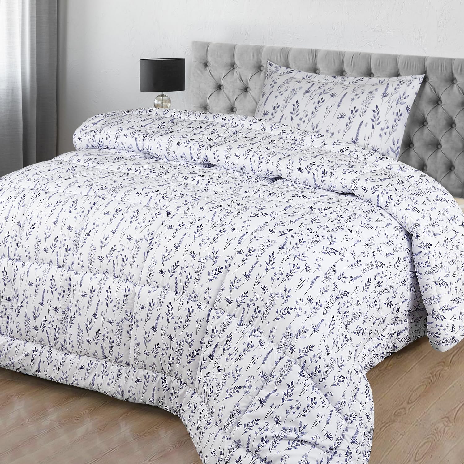 Utopia Bedding - Comforter Set with 1 Pillow Sham - 2 Pieces Bedding Comforter Sets - Down Alternative Comforter - Soft and Comfortable - Machine Washable, Leaves Purple, Twin