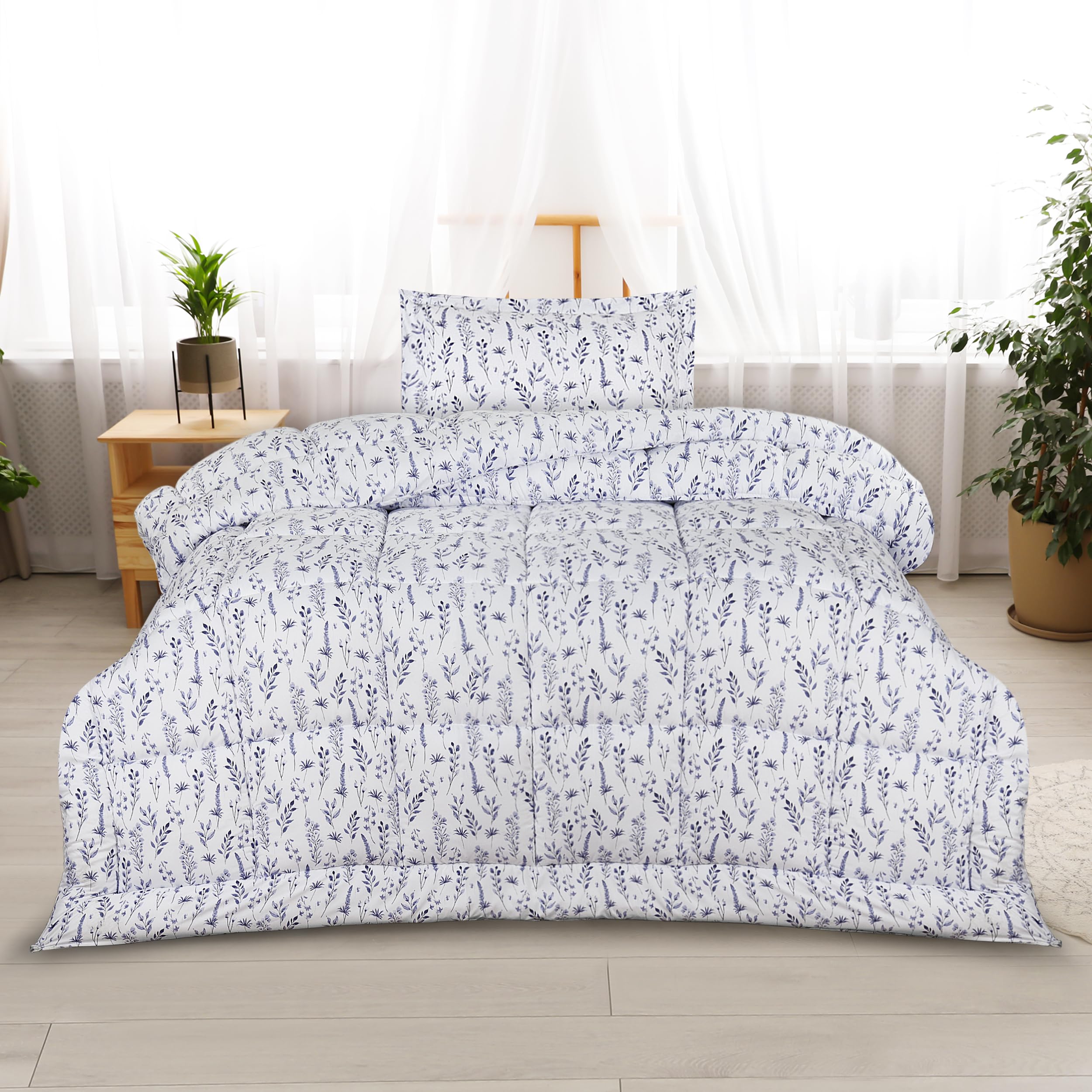 Utopia Bedding - Comforter Set with 1 Pillow Sham - 2 Pieces Bedding Comforter Sets - Down Alternative Comforter - Soft and Comfortable - Machine Washable, Leaves Purple, Twin