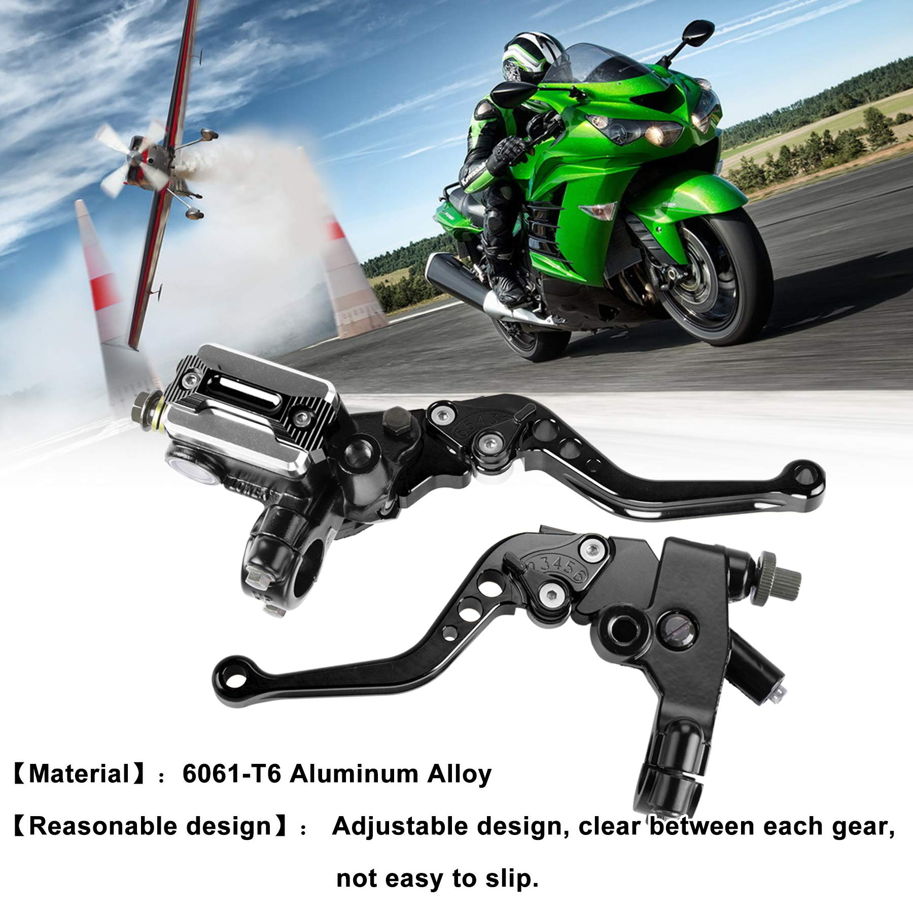 MRELC Universal Motorcycle 7/8" 22mm Handlebar Brake Master Cylinder Clutch Lever CNC Left & Right Set Compatible with Harley Honda Kawasaki Suzuki Yamaha( Piston Diameter 12.7mm(Black)