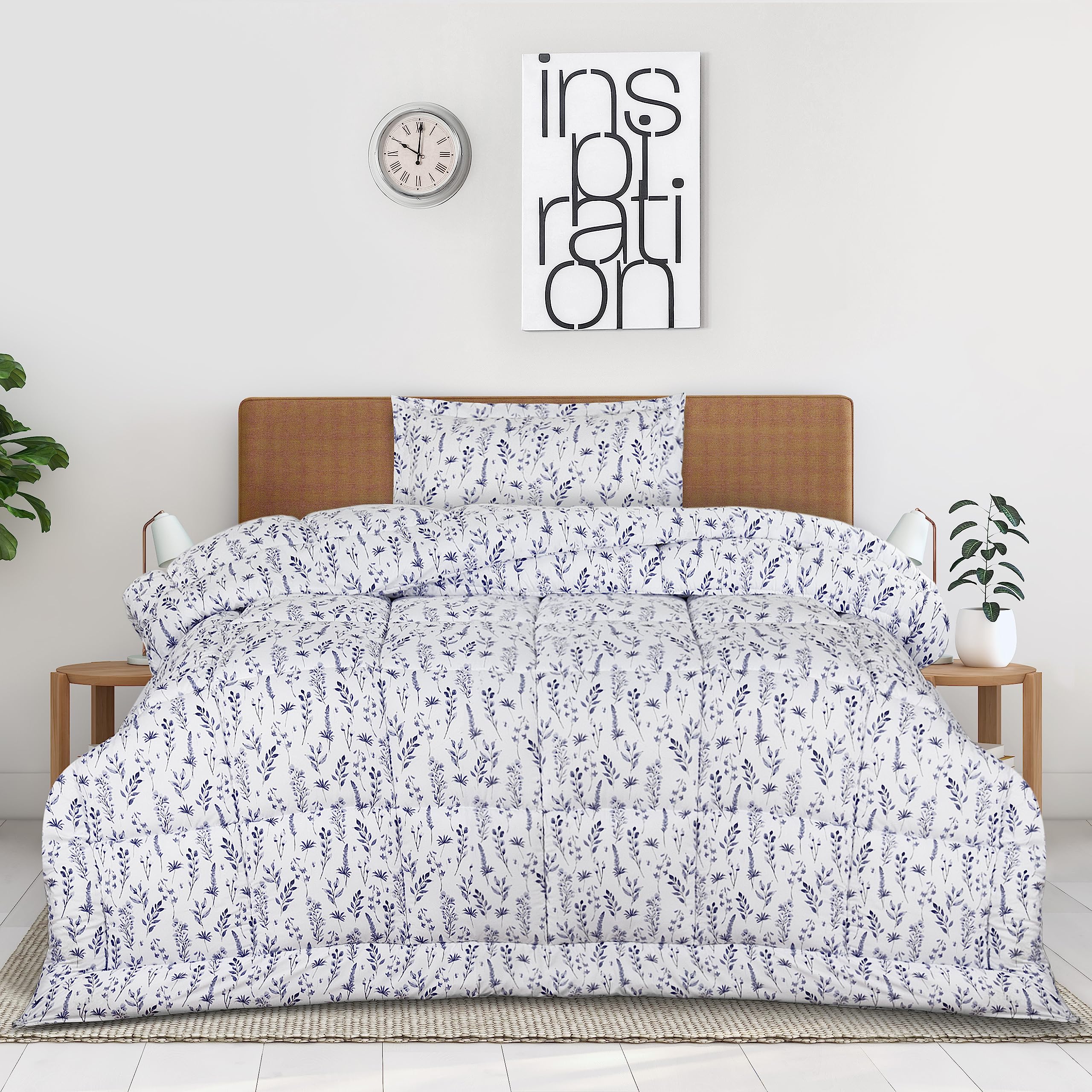 Utopia Bedding - Comforter Set with 1 Pillow Sham - 2 Pieces Bedding Comforter Sets - Down Alternative Comforter - Soft and Comfortable - Machine Washable, Leaves Purple, Twin