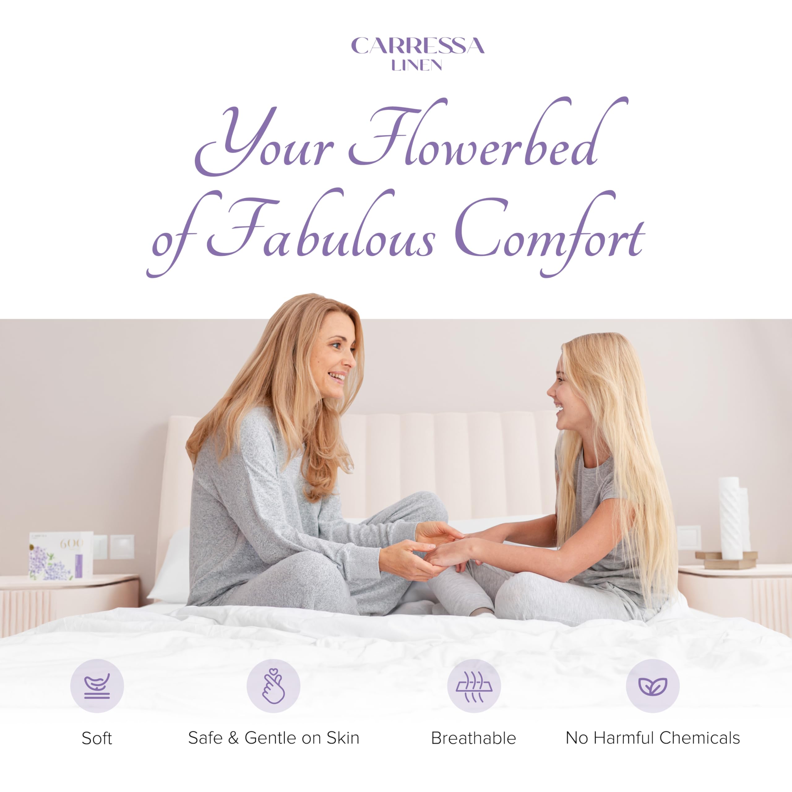 Carressa Linen 100% Egyptian Cotton Sheets - 600 Thread Count 3 PC Twin Size Sheet Set, Soft, Cooling, High Thread Count Sateen Weave, Extra Long Staple Luxury Bedding, 16 in Deep Pocket - Beach Sand