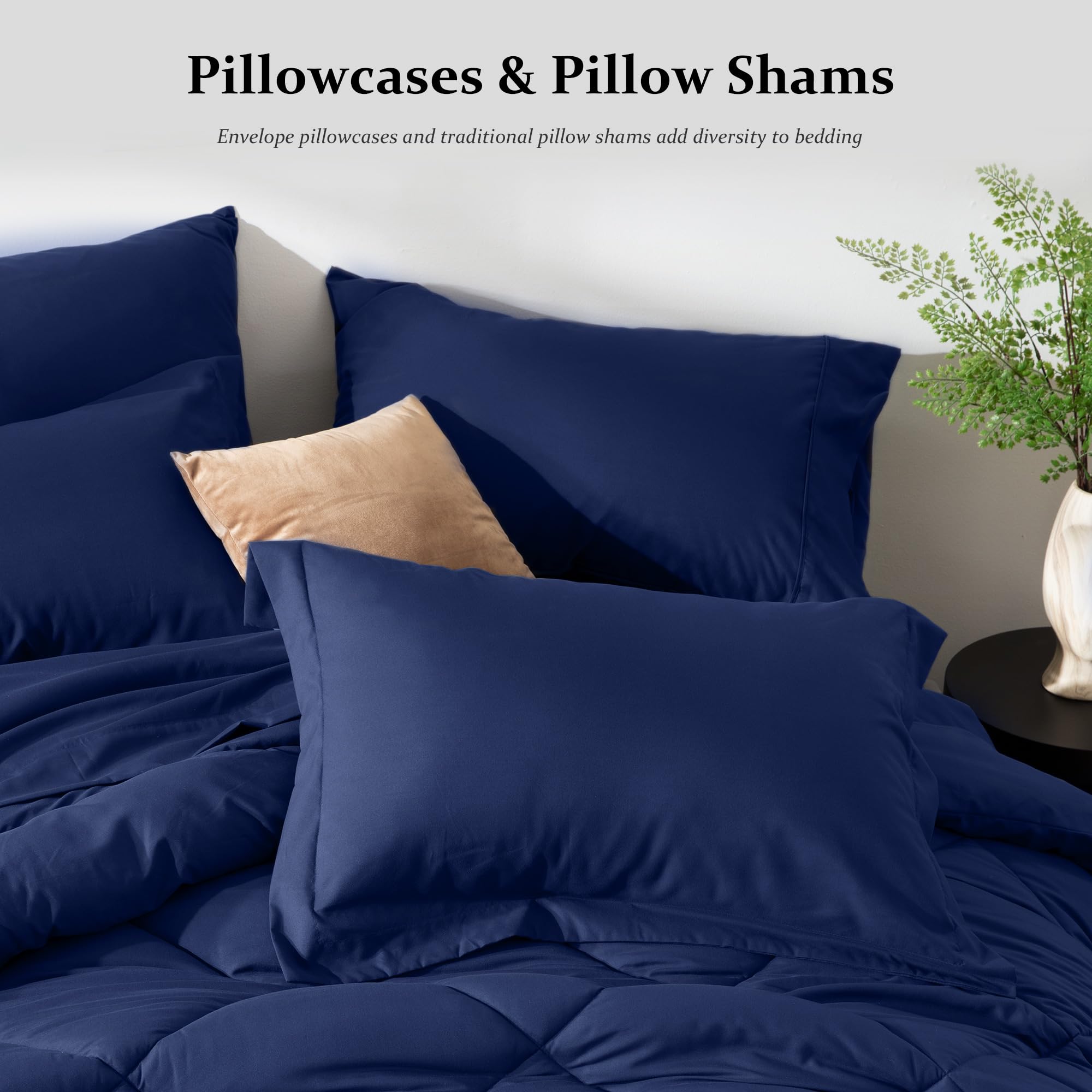 Newspin Twin Bed in a Bag 6 Pieces Comforter Set, Blue All Season Bed Set, Twin Bedding Sets with Comforter and Sheets, Pillow Sham, Flat Sheet, Fitted Sheet, Pillowcase and Bed Skirt