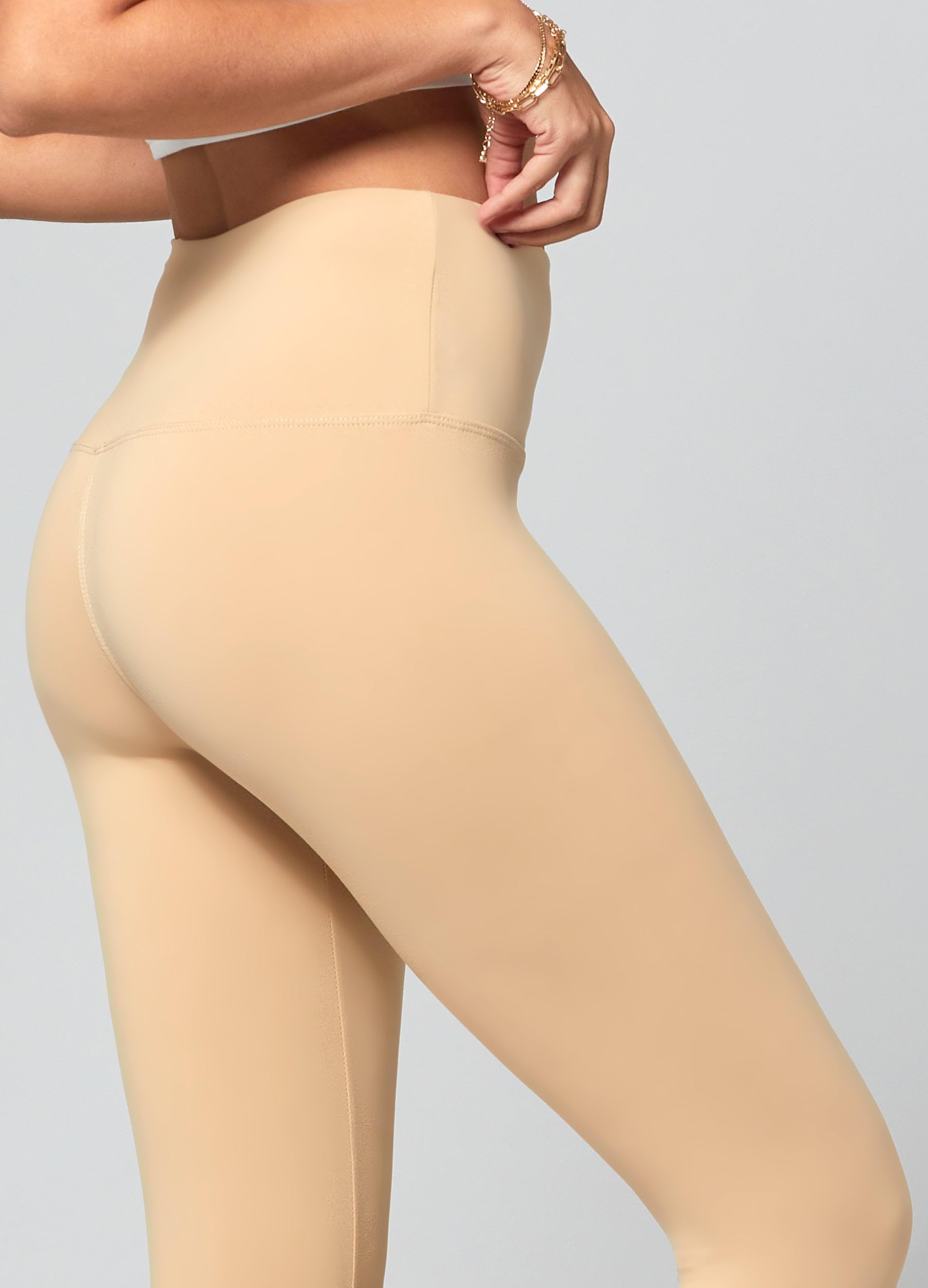 Conceited Capri Leggings for Women - Soft - High Waist Tummy Control - Essential - Regular and Plus Size - Nude Beige - Small - Medium