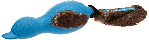 GiGwi Rubber Duck Dog Toy 'Push to Mute' Silent and Squeaky Toy Interactive with Plush Tail - Blue