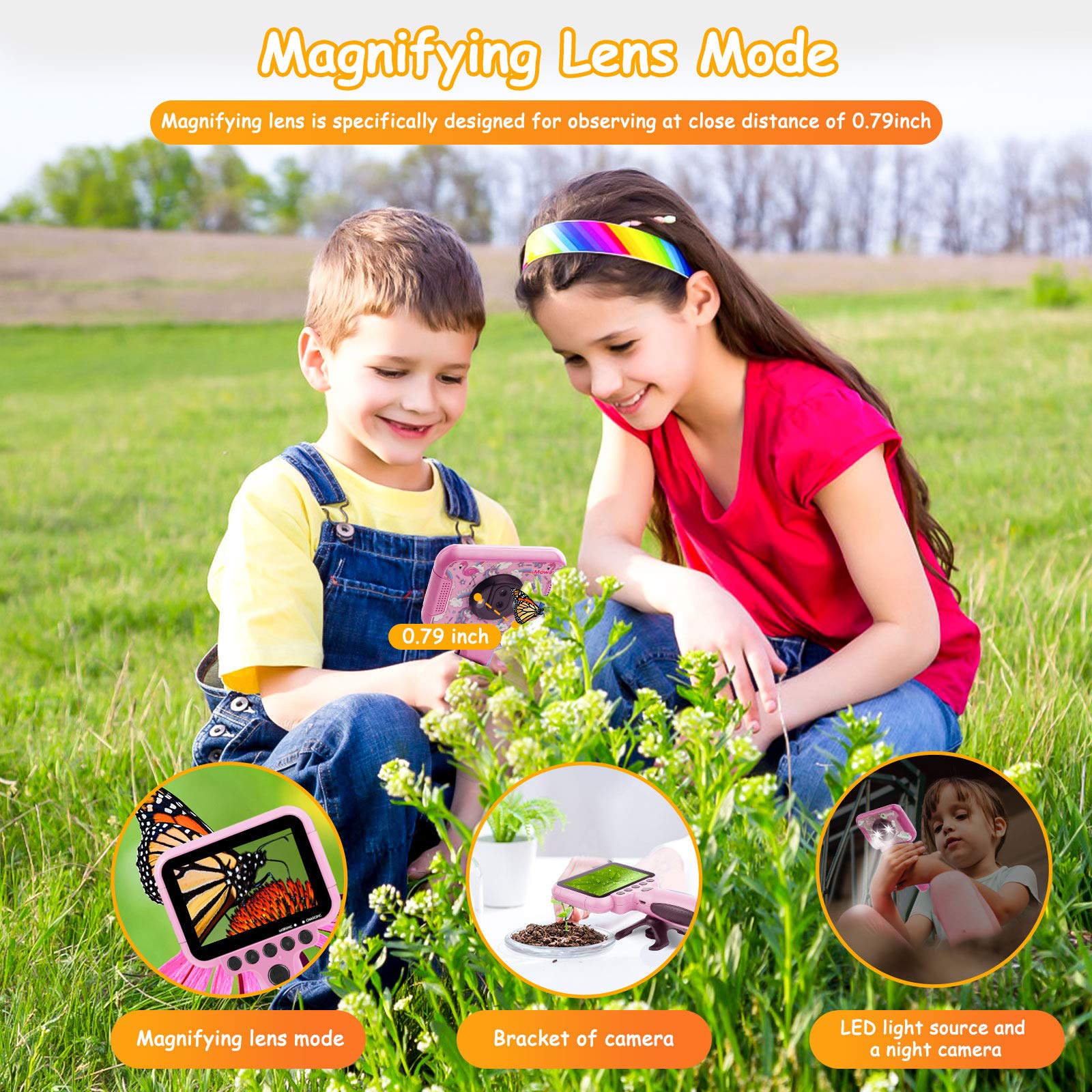 Kids Camera, iMoway Waterproof Video Cameras for Kids HD 1080P Kids Digital Cameras Camcorder with 16GB Memory Card, Card Reader and Floating Hand Grip (Pink)