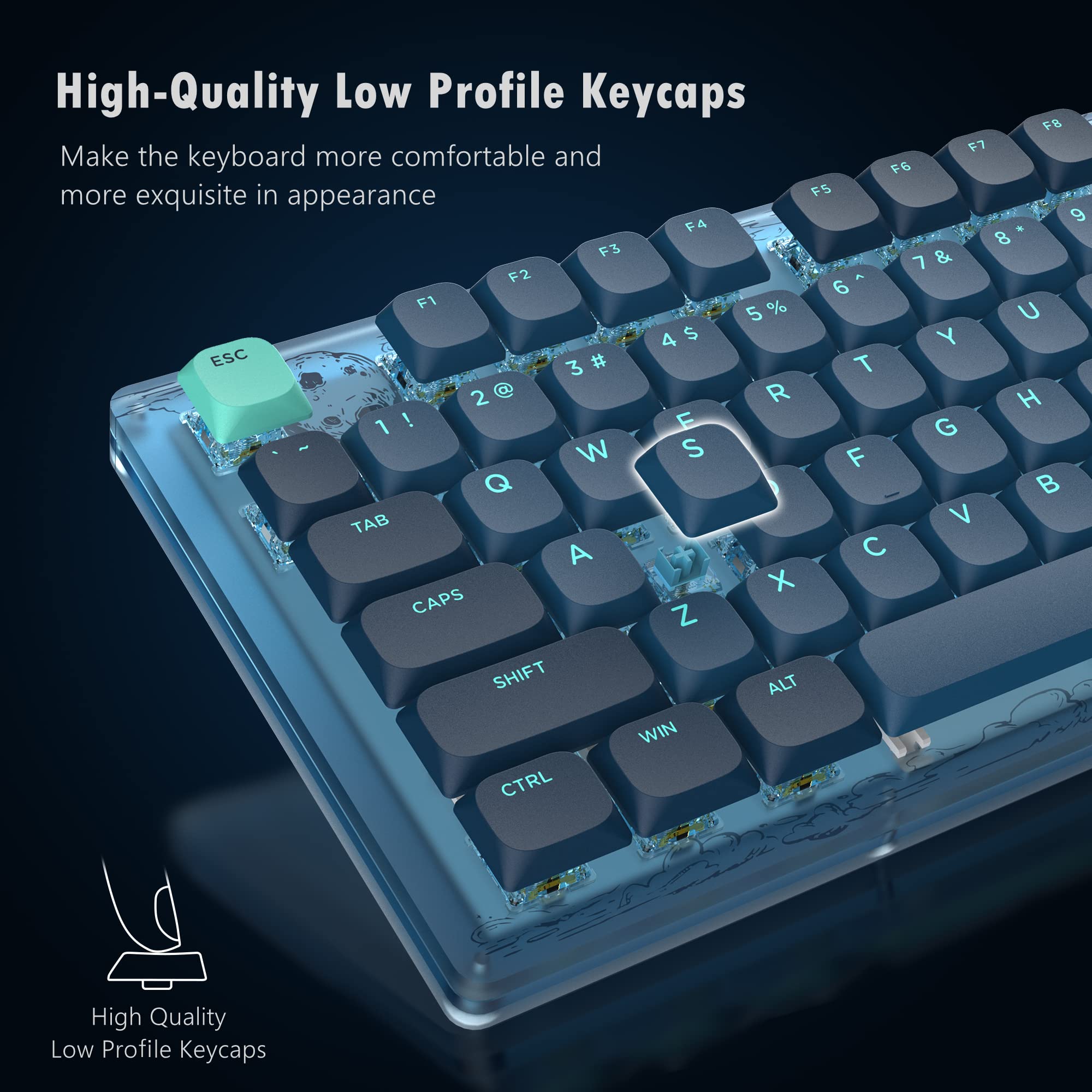 Womier K87 75% Keyboard, TKL Mechanical Keyboard, Hot Swappable Mechanical Gaming Keyboard, RGB 87 Keys Planet Theme Keyboard for Win/Mac/PC, Pro Driver/Software Supported (Linear Sky Switch)