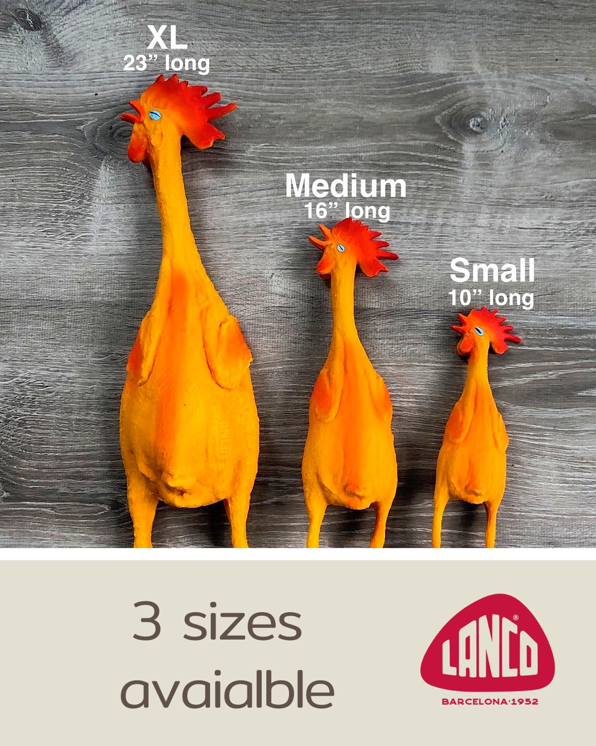 Rubber Chicken Dog Toys - Natural Rubber (Latex) - Lead-Free Chemical-Free - Handpainted - Soft Unstuffed Squeaky (Medium)
