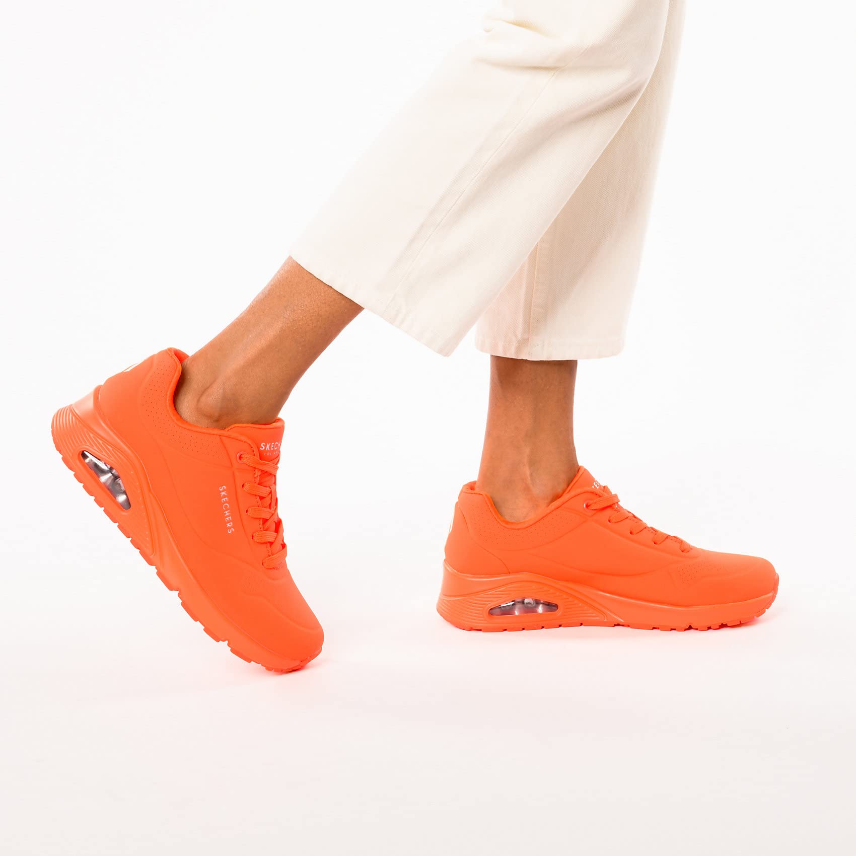 Skechers Women's Uno-Night Shades Sneaker, Orange, 8