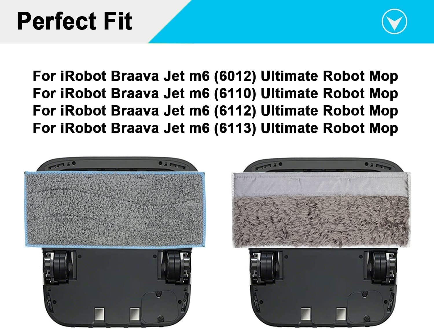 8 Pack Mop Pads Replacement Parts Compatible for IRobot Braava Jet M6 (6110) (6012) (6112) (6113) Ultimate Robot Mop Maintenance Accessories ((4wet+4dry))