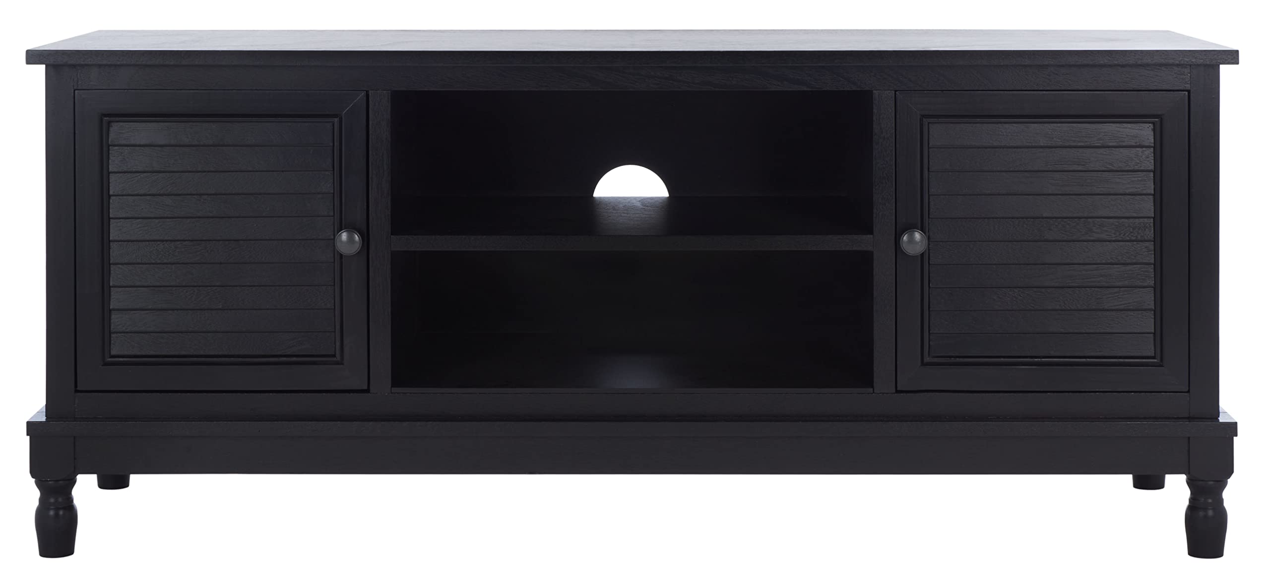 SAFAVIEH Home Collection Tate Black 2-Door 1-Shelf Entertainment Stand up to 55" Flatscreen TV Media Unit
