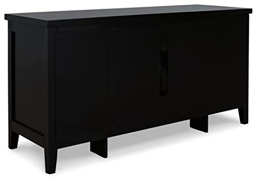 Signature Design by Ashley Mirimyn Casual TV Stand for TVs up to 54" with 4 Baskets and 3 Adjustable Shelves, Black & Light Brown