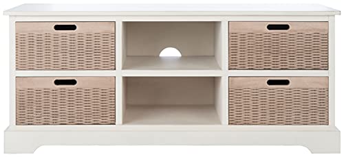 SAFAVIEH Home Collection Landers Distressed White 4-Drawer Media Stand (up to 55-inch Flat Screen TV)
