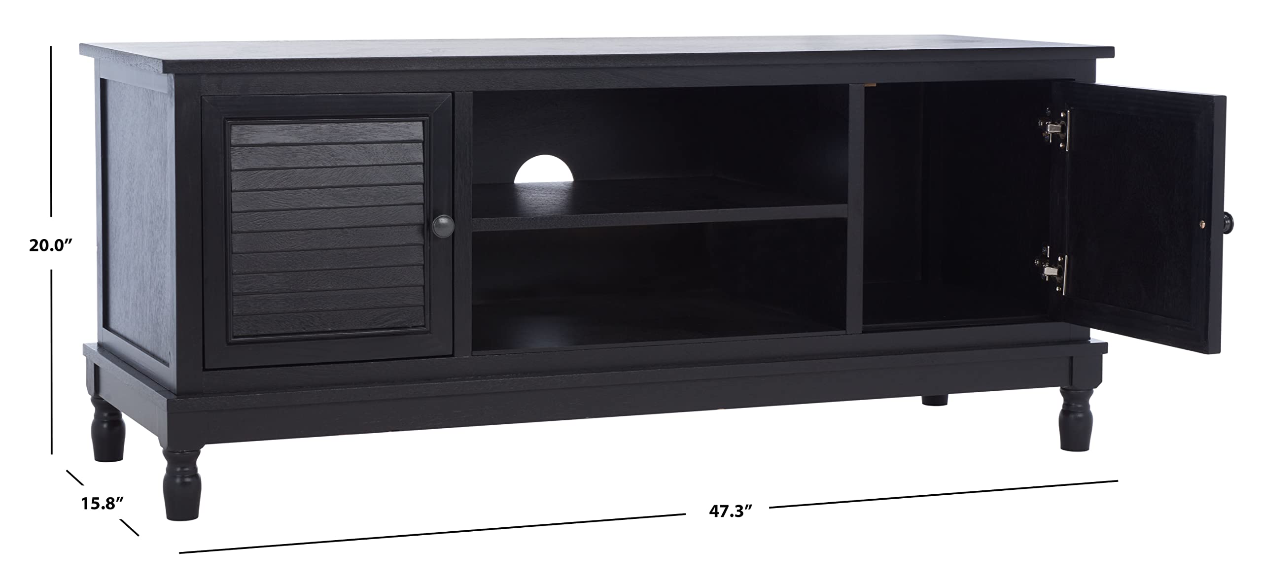 SAFAVIEH Home Collection Tate Black 2-Door 1-Shelf Entertainment Stand up to 55" Flatscreen TV Media Unit