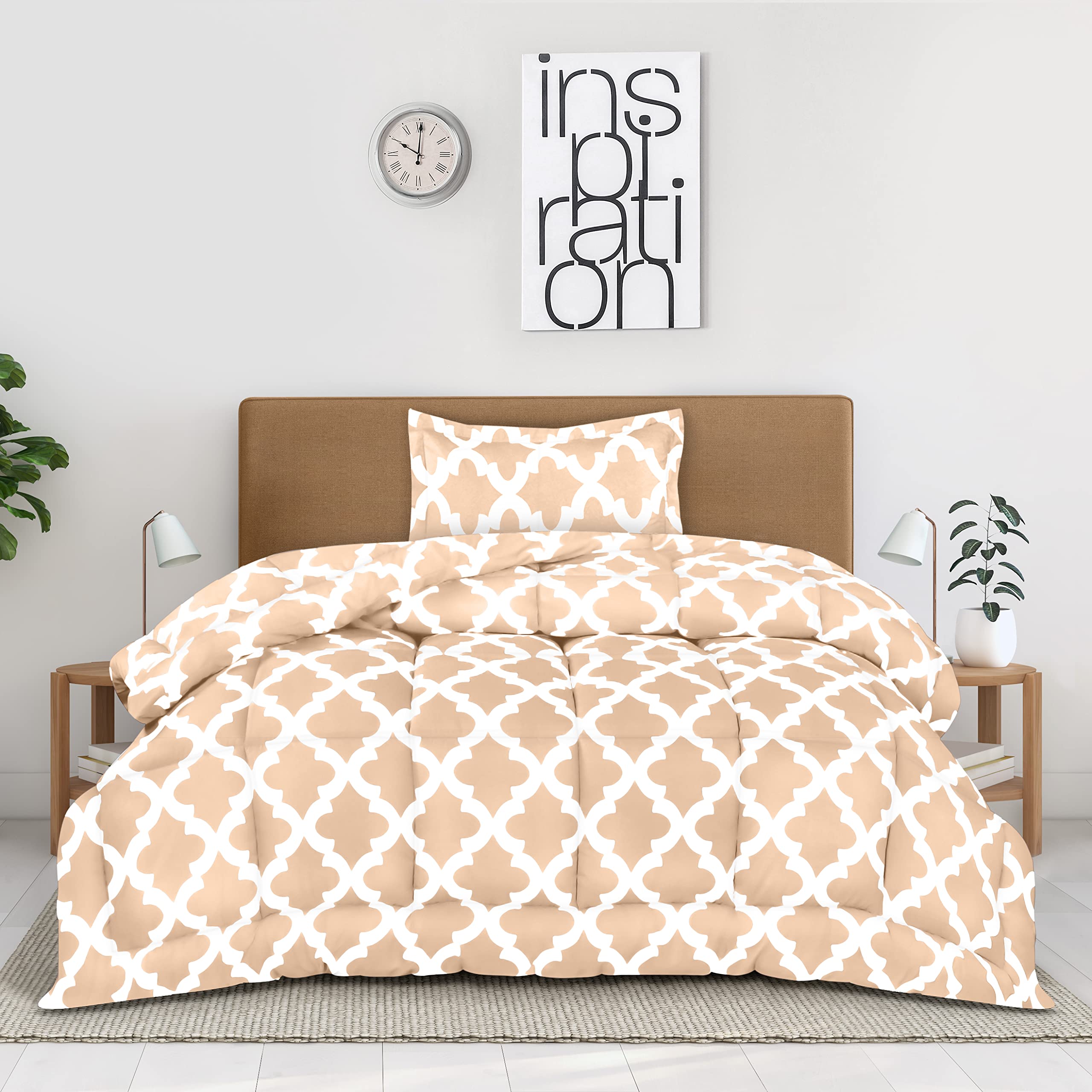 Utopia Bedding - Comforter Set with 1 Pillow Sham - 2 Pieces Bedding Comforter Sets - Down Alternative Comforter - Soft and Comfortable - Machine Washable, Beige, Twin