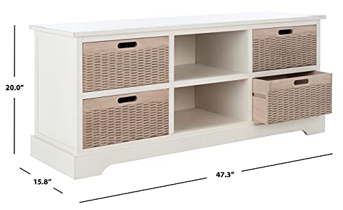 SAFAVIEH Home Collection Landers Distressed White 4-Drawer Media Stand (up to 55-inch Flat Screen TV)
