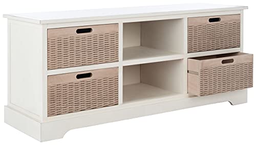 SAFAVIEH Home Collection Landers Distressed White 4-Drawer Media Stand (up to 55-inch Flat Screen TV)