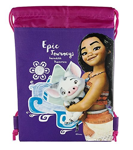Set of 2 Disney Moana 10" X 14" Drawstring Backpack Heavy Duty Nylon Tote Bag Color