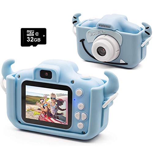 Camera for Girls and Boys, Gift for Christmas, Digital Dual Camera 2.0 Inches Screen 20.0MP Video Camcorder Anti-Drop Children Selfie Cartoon Camera Toys for Gift - 32GB Memory Card Included
