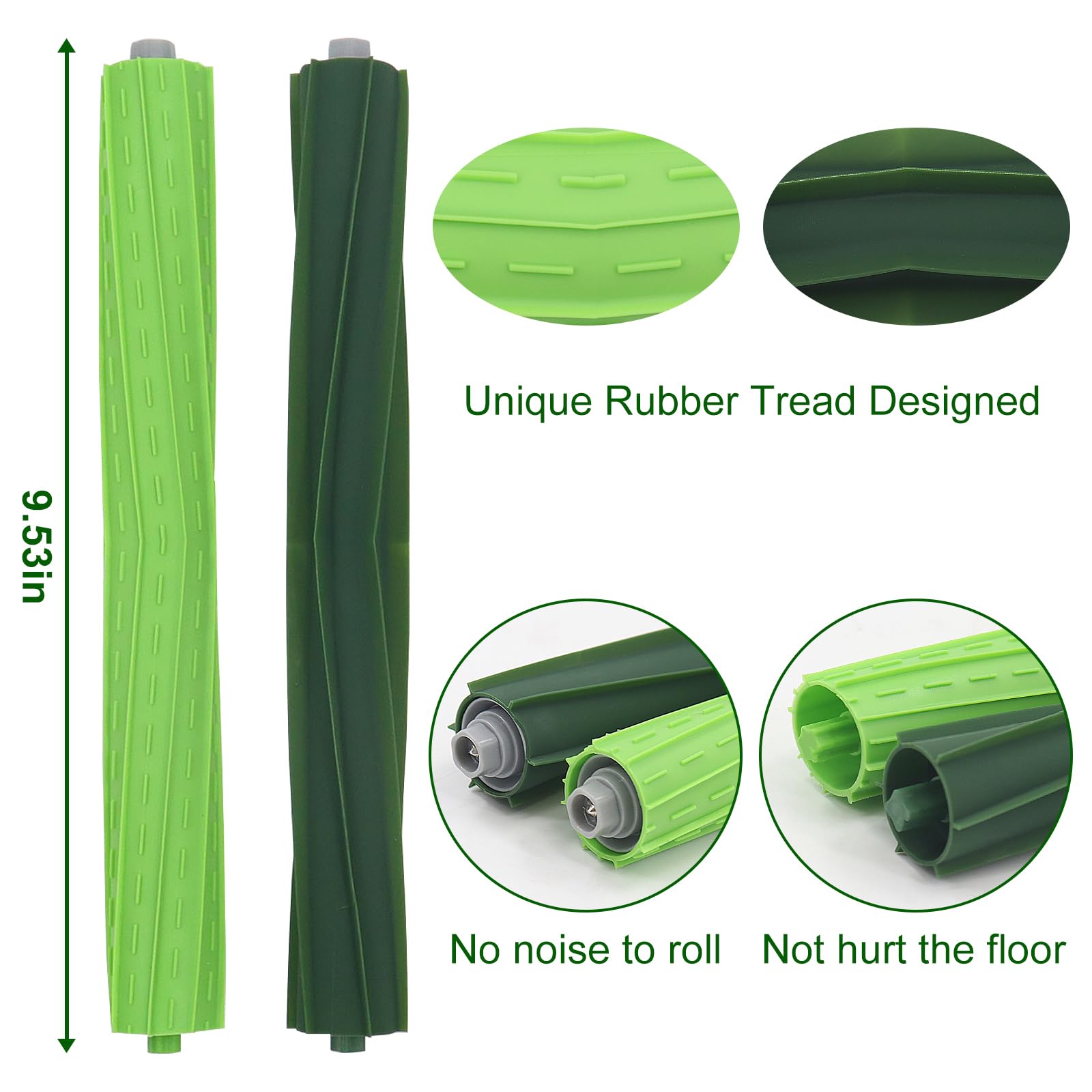 S9 Replacement Brush Parts Compatible with iRobot Roomba S9 (9150) S9+S9 Plus (9550) S Series Vacuum Cleaner, 3 Set Vacuum Cleaner Rubber Roller Brushes
