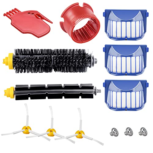 DrAer Replacement Parts Accessory Compatible with iRobot Roomba 645 655 671 675 and 677, Bristle Brush & Flexible Beater Brush, Filter and Screw (Side Brush's Screw Hole Size 1.8mm)