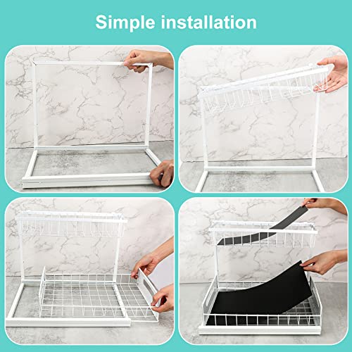 JOLIXIEYE Under Sink Organizer 2 Tier Under Kitchen Sink Organizer Pull Out Cabinet Organizer Multi-Purpose Under Cabinet Storage with Sliding Out for Laundry Bathroom Kitchen,White