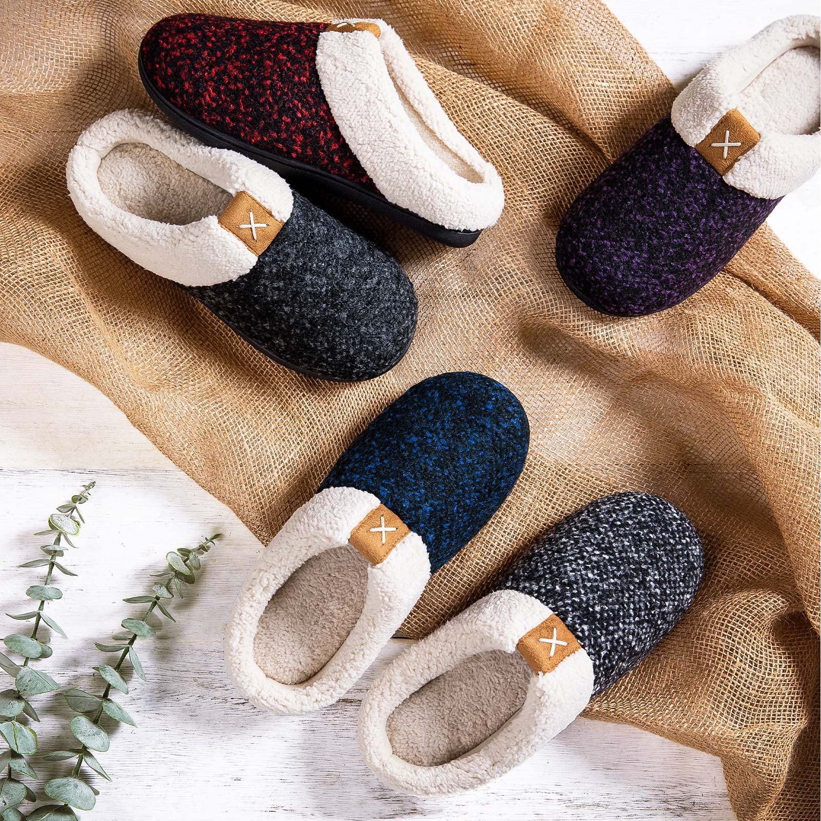 VeraCosy Men's Comfort Memory Foam Slippers Wool-Like Plush Fleece Lined House Shoes w/Indoor, Outdoor Durable Rubber Sole (Space Black,11-12 US)