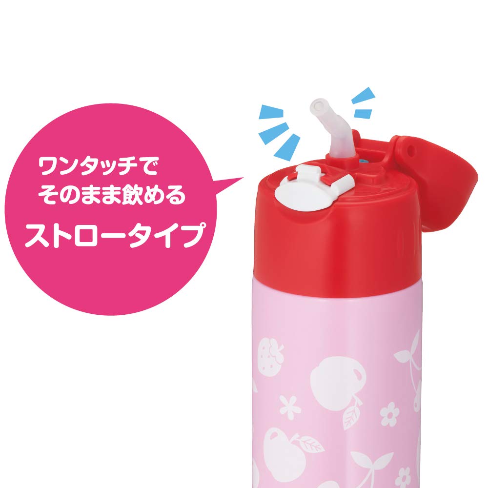 Thermos FHL-402F PK-R Vacuum Insulated Straw Bottle, 13.5 fl oz (400 ml), Pink Red, For Cold Retention