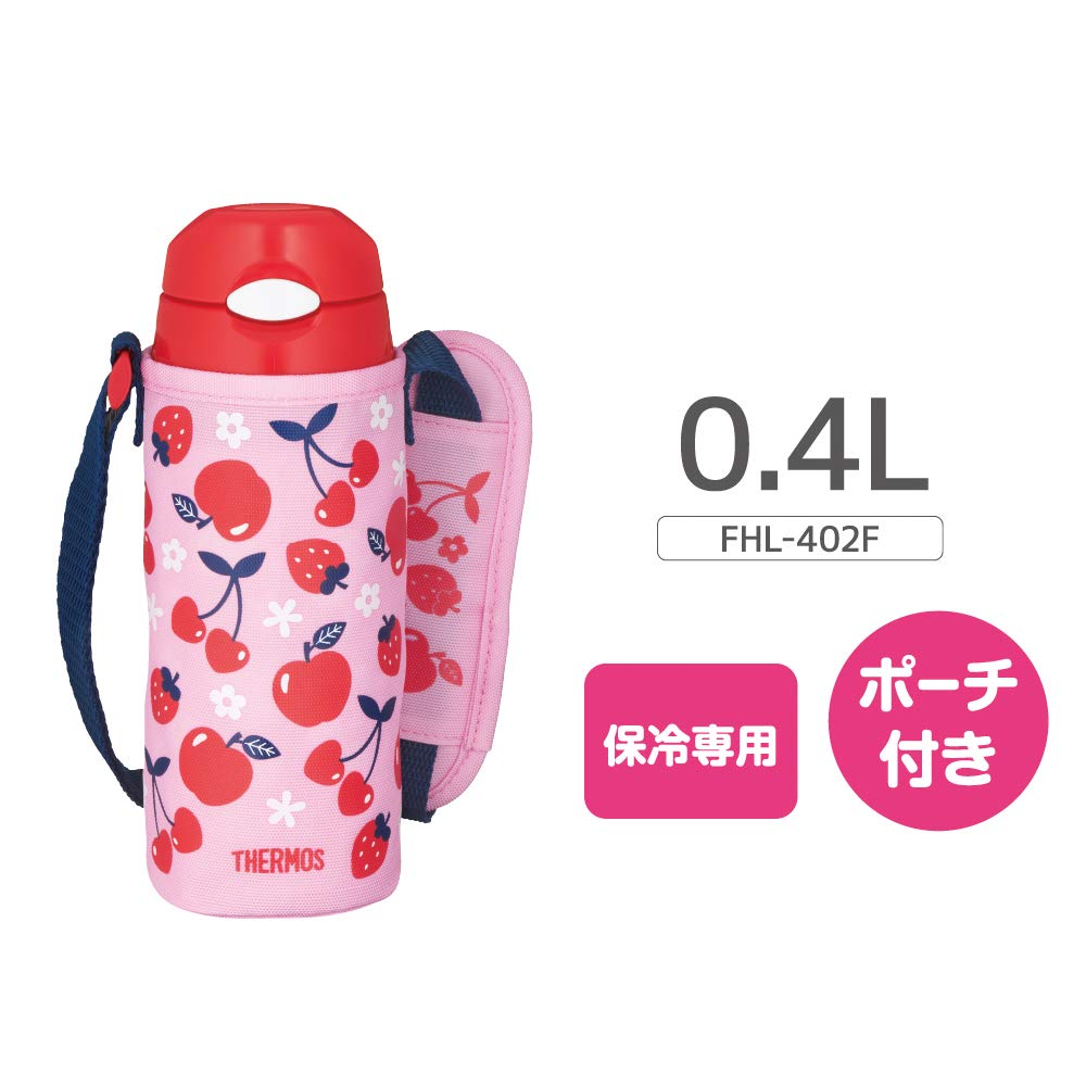 Thermos FHL-402F PK-R Vacuum Insulated Straw Bottle, 13.5 fl oz (400 ml), Pink Red, For Cold Retention