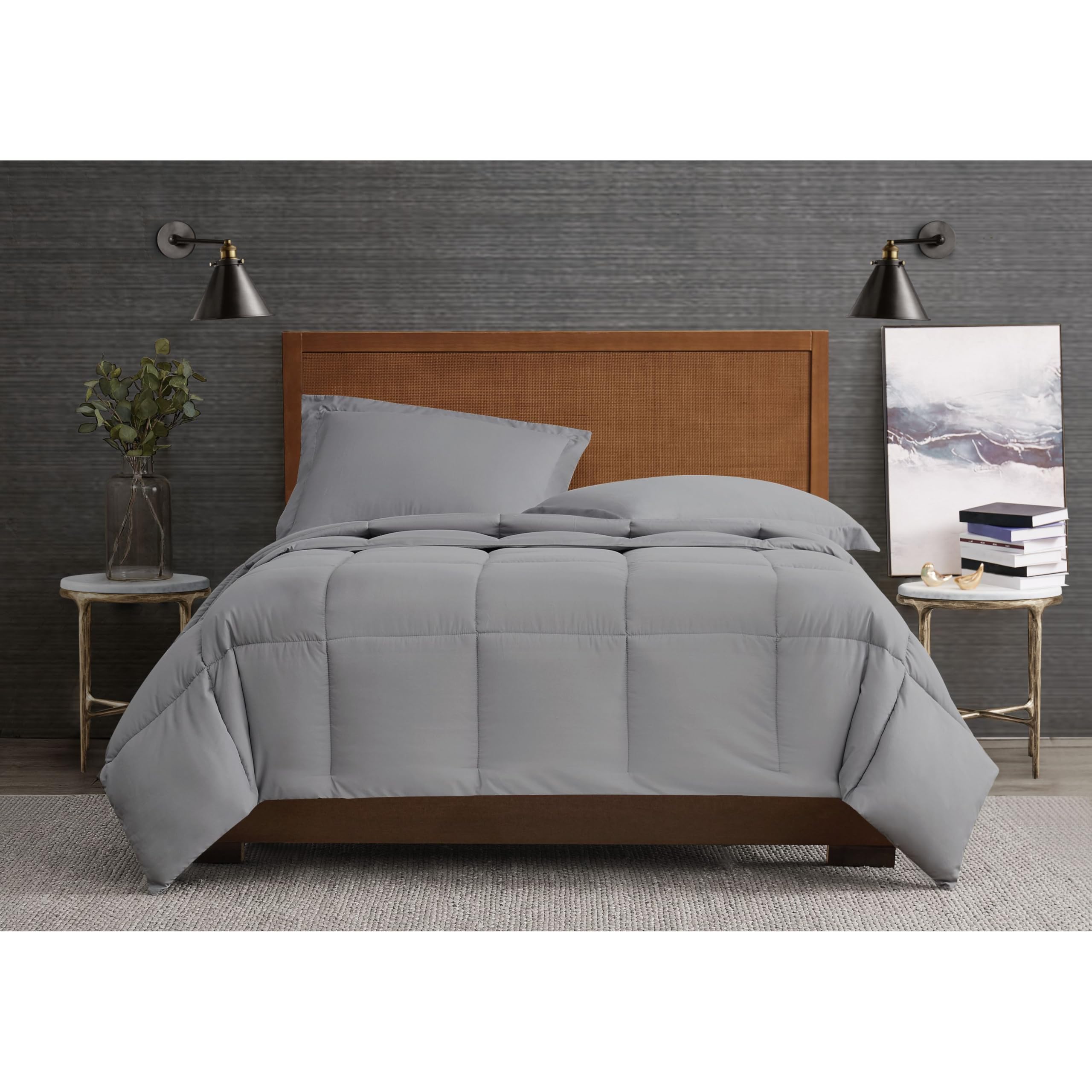 London Fog Garment Washed Solid Comforter Set Grey Microfiber 2-Piece Twin XL Comforter Set, Solid Themed, Adult and Teen, Oeko-TEX Certified